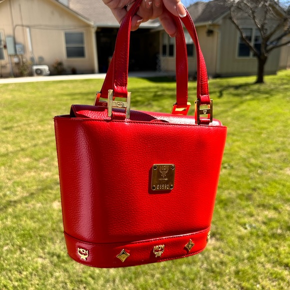MCM | Bags | Mcm Red Small Tote Bag | Poshmark